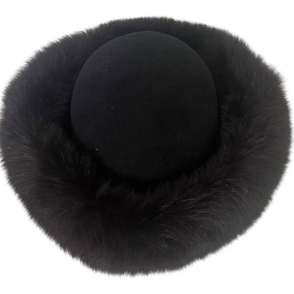 Frank Olive | Accessories | Vintage Frank Olive Fox Fur Trim Felt Hat ...